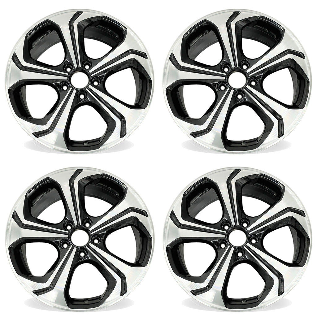 18" SET OF 4 18X7.5 Machined BLACK Wheels For 2014 2015 Honda Civic OE ...